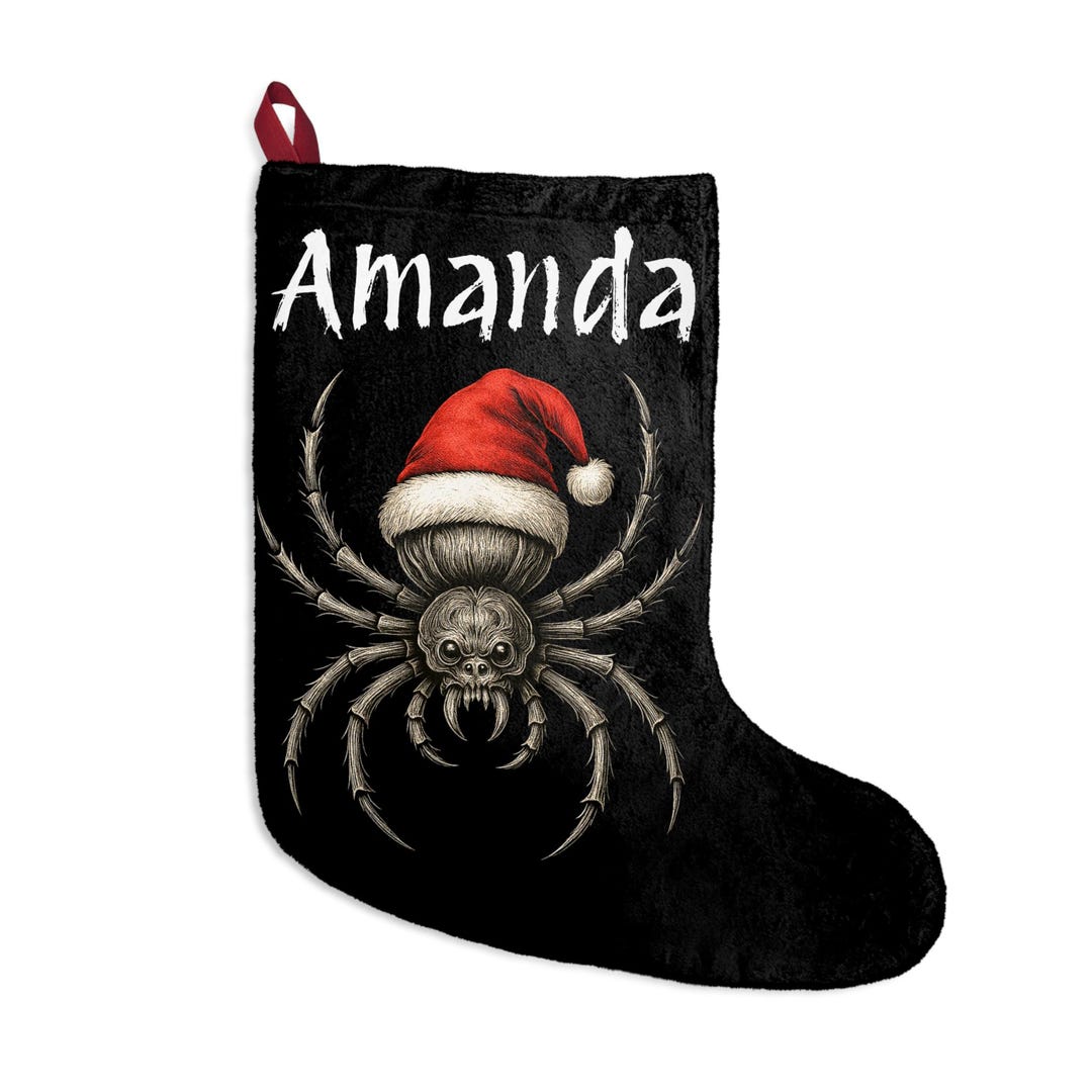 Goth Santa Spider Christmas Stocking, Gothic Holiday Decor, Creepy Cute ...