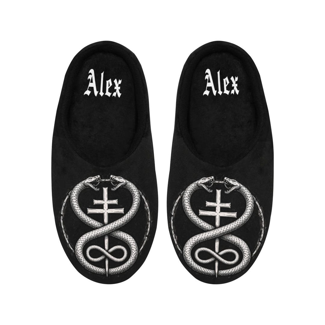 Personalized Occult Leviathan Cross Snake Slippers | Satanic Gothic ...
