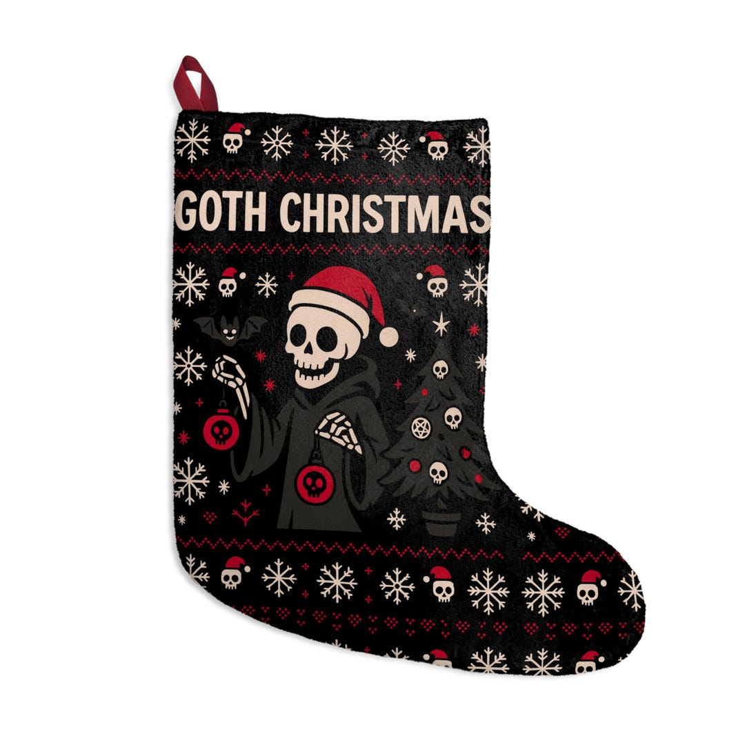 Goth Christmas Skeleton Stocking, Dark Holiday Decor, Gothic Xmas ...