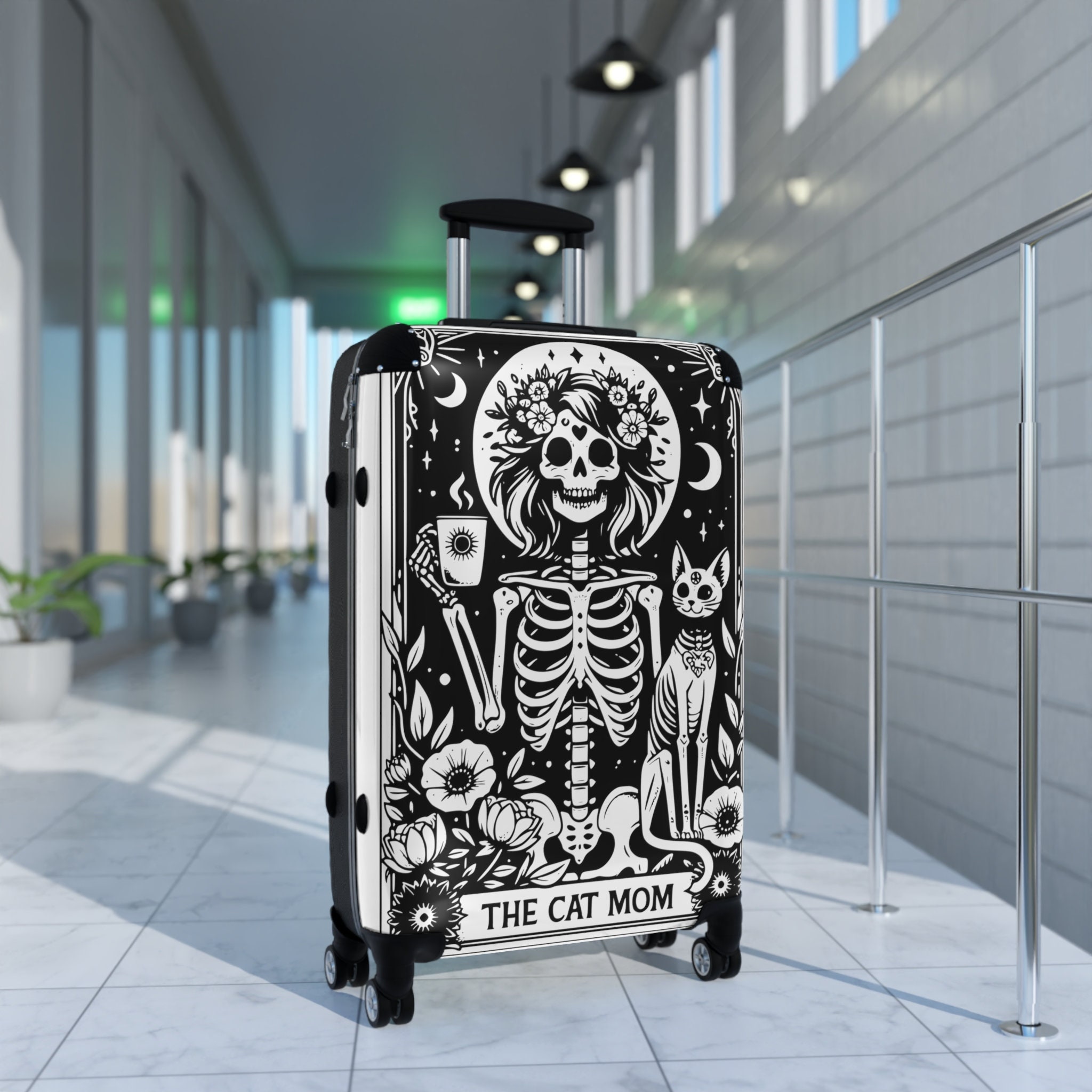 Goth Tarot Card THE CAT MOM Suitcase, Mystical, Skeleton Mystic Witch ...