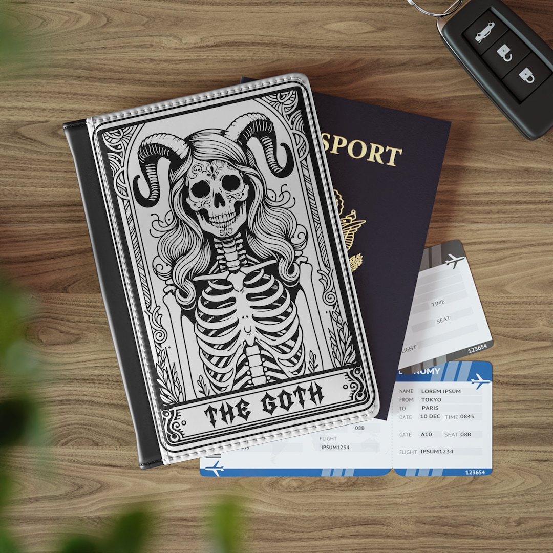 Gothic Tarot Card THE GOTH Passport Cover Skeleton Girl Traveling Gifts ...