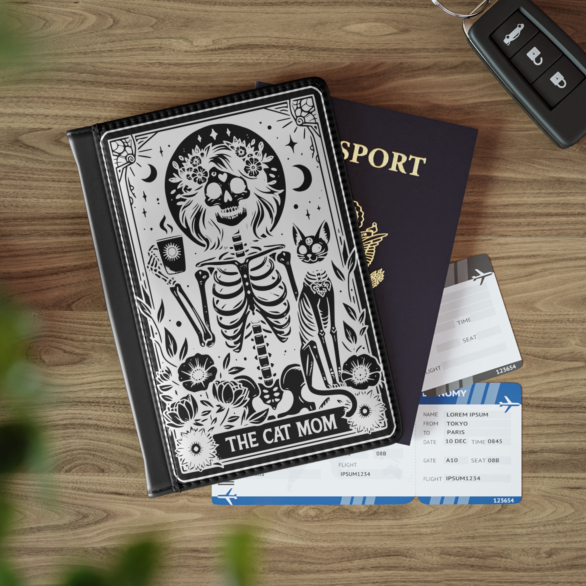 Goth Tarot Card THE CAT MOM Passport Cover Vegan Passport Case Gothic ...