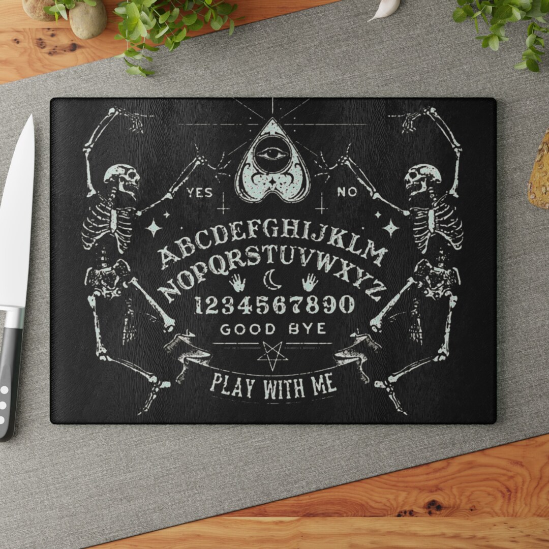 Goth Skeletons Ouija Board Glass Cutting Board, Dark Gothic Kitchen ...