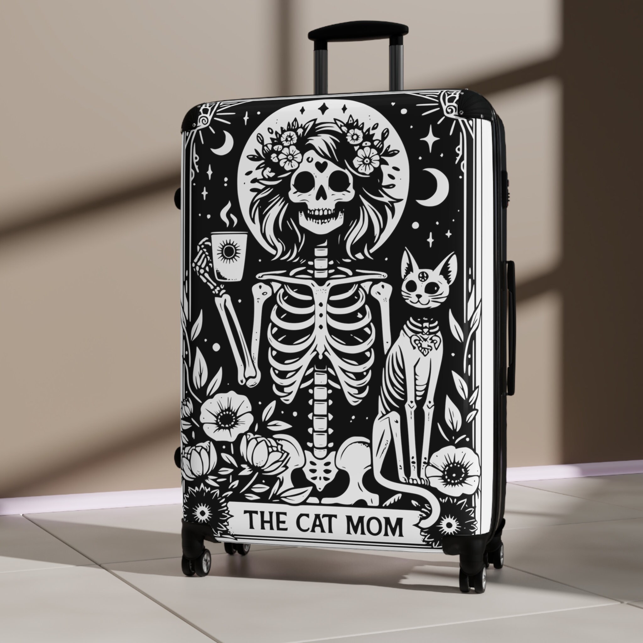 Goth Tarot Card THE CAT MOM Suitcase, Mystical, Skeleton Mystic Witch ...