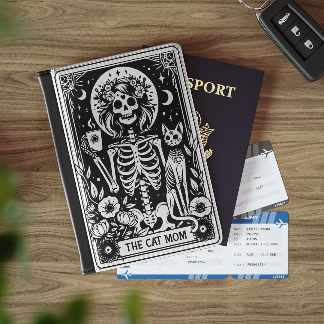 Goth Tarot Card THE CAT MOM Passport Cover Vegan Passport Case Gothic ...