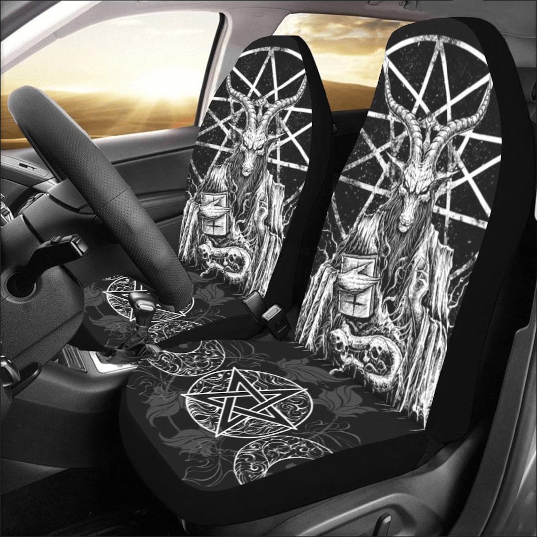 Satanic Baphomet Goth Car Seat Covers, Satan Devil Skull Car ...