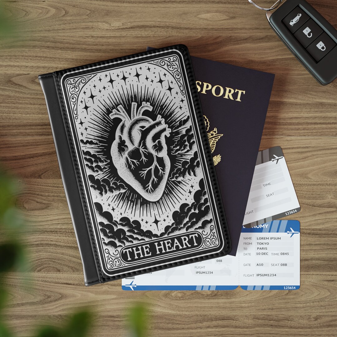 Goth Tarot Card THE HEART Passport Cover Vegan Passport Case Gothic ...
