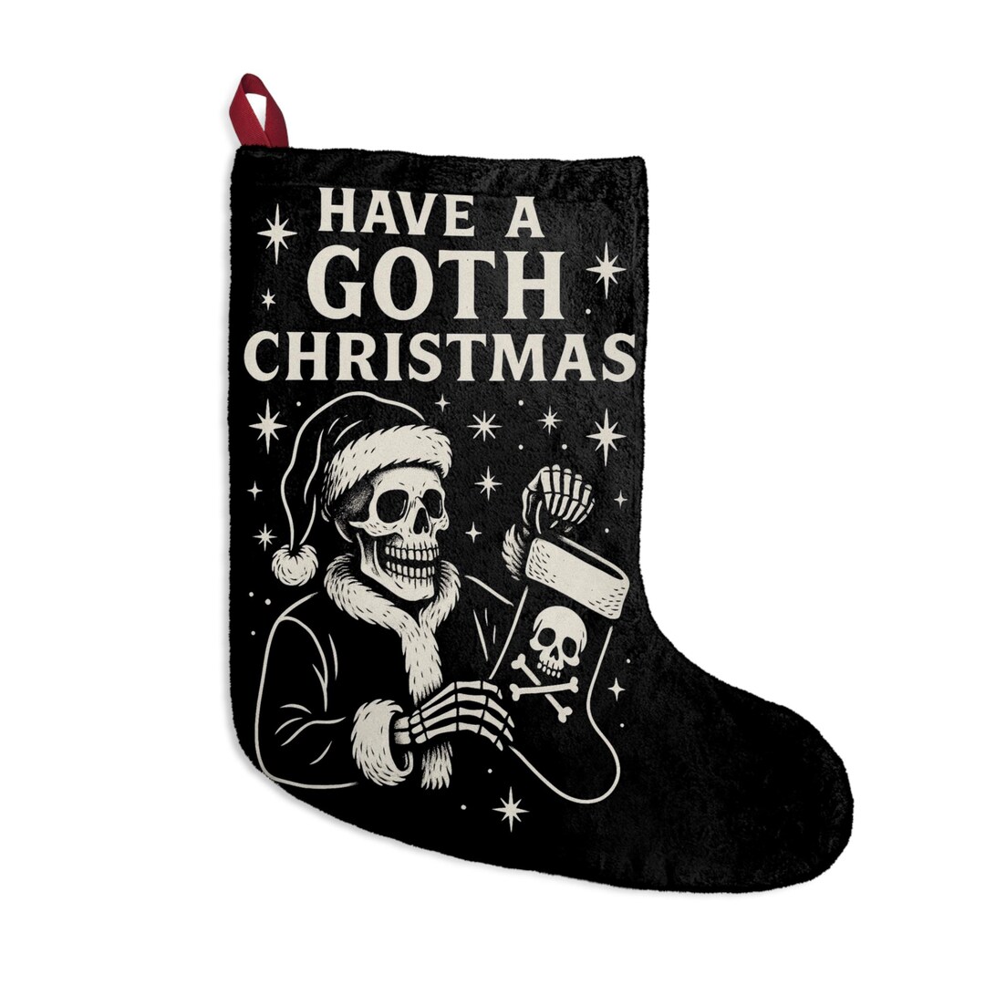 Goth Christmas Skeleton Stocking, Dark Holiday Decor, Gothic Xmas ...