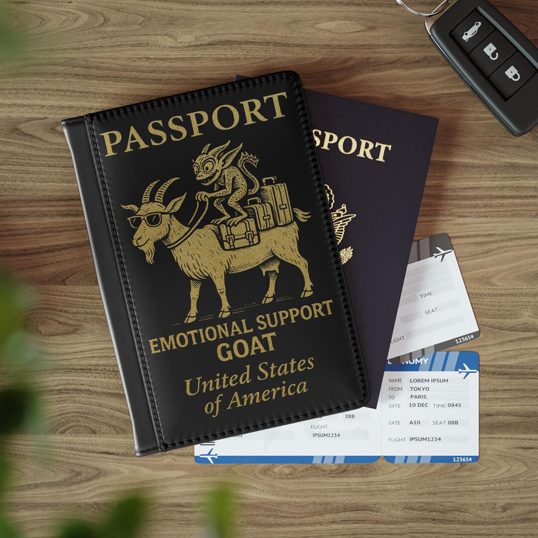 Goth Funny Chupacabra Emotional Support Goat Passport Cover | Dark ...