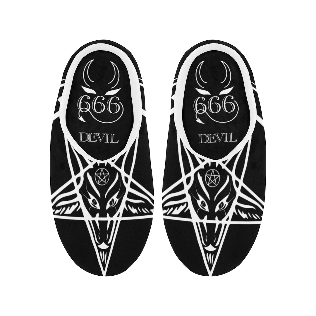 Baphomet Slippers: Gothic Pentagram Devil Plush Shoes - Etsy