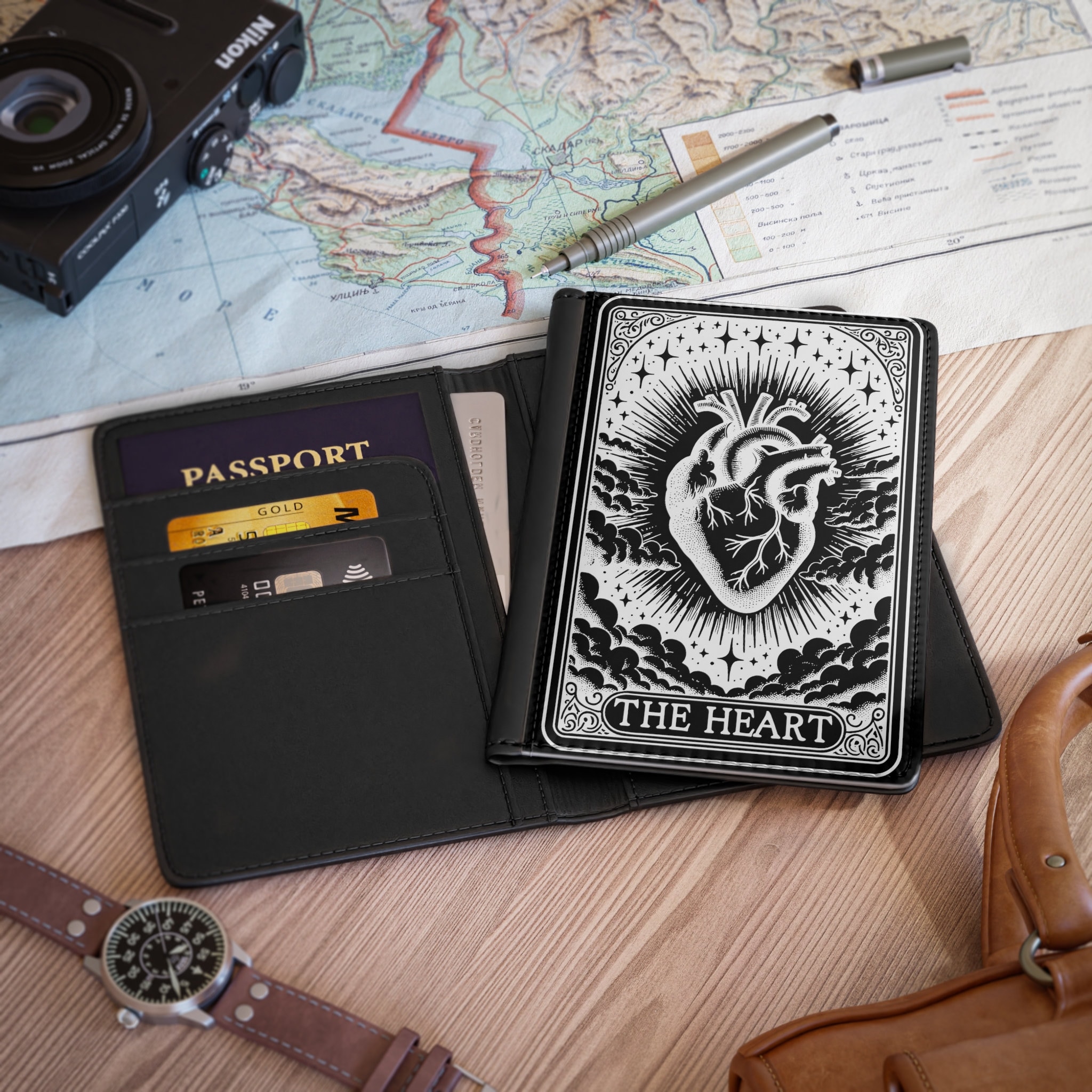 Goth Tarot Card THE HEART Passport Cover Vegan Passport Case Gothic ...