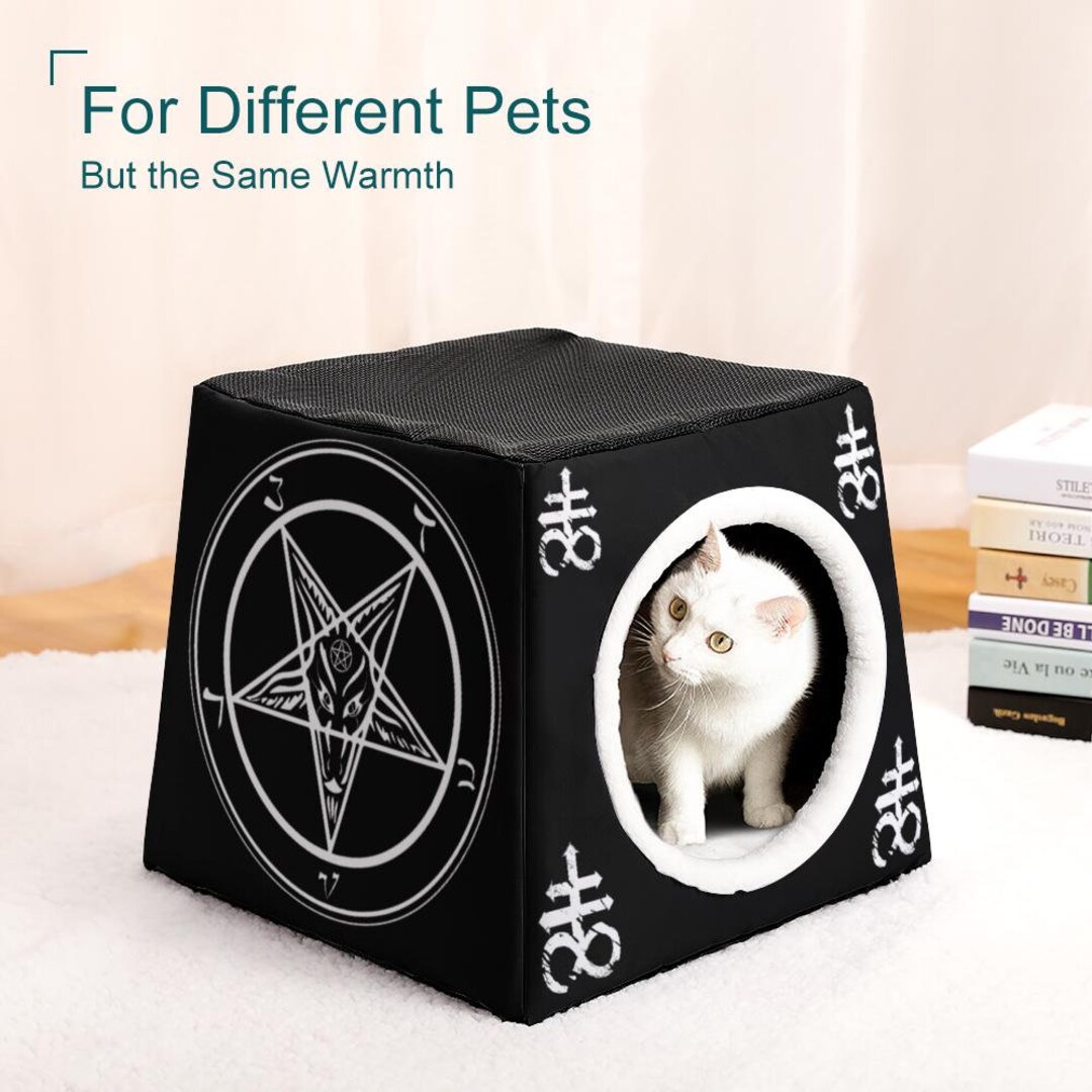 Satanic Goth Pet Soft Sleeping Bed Puppy Cat House, Gothic Cat, Dog Bed ...
