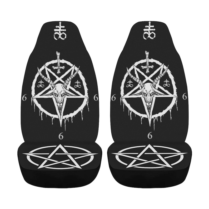 Satanic Baphomet Goth Car Seat Covers, Satan Devil 666 Car Accessories ...
