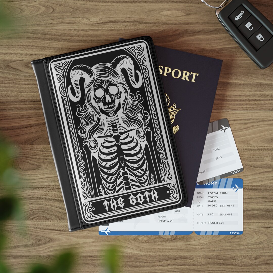 Gothic Tarot Card THE GOTH Passport Cover Skeleton Girl Traveling Gifts ...