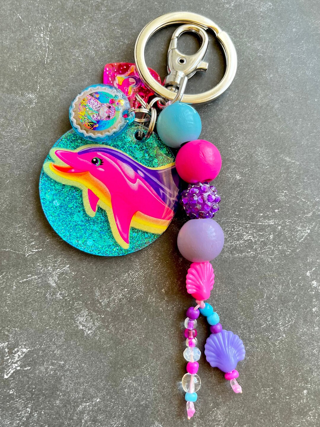 90s Dolphin Lisa Frank Keychain - Etsy
