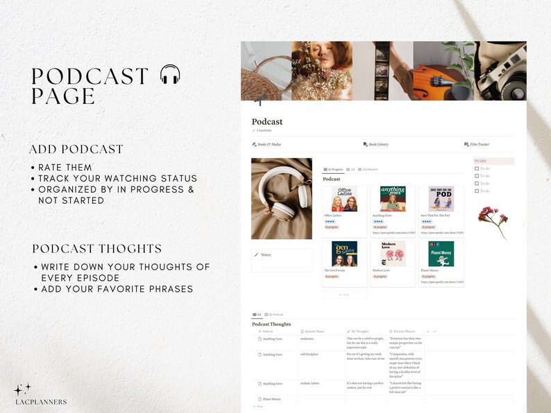 Books & Media Tracker Notion Template, Library Manager, Aesthetic Film ...