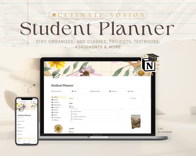 The A Student Hub Digital Notion Student Planner Template, Assignment ...