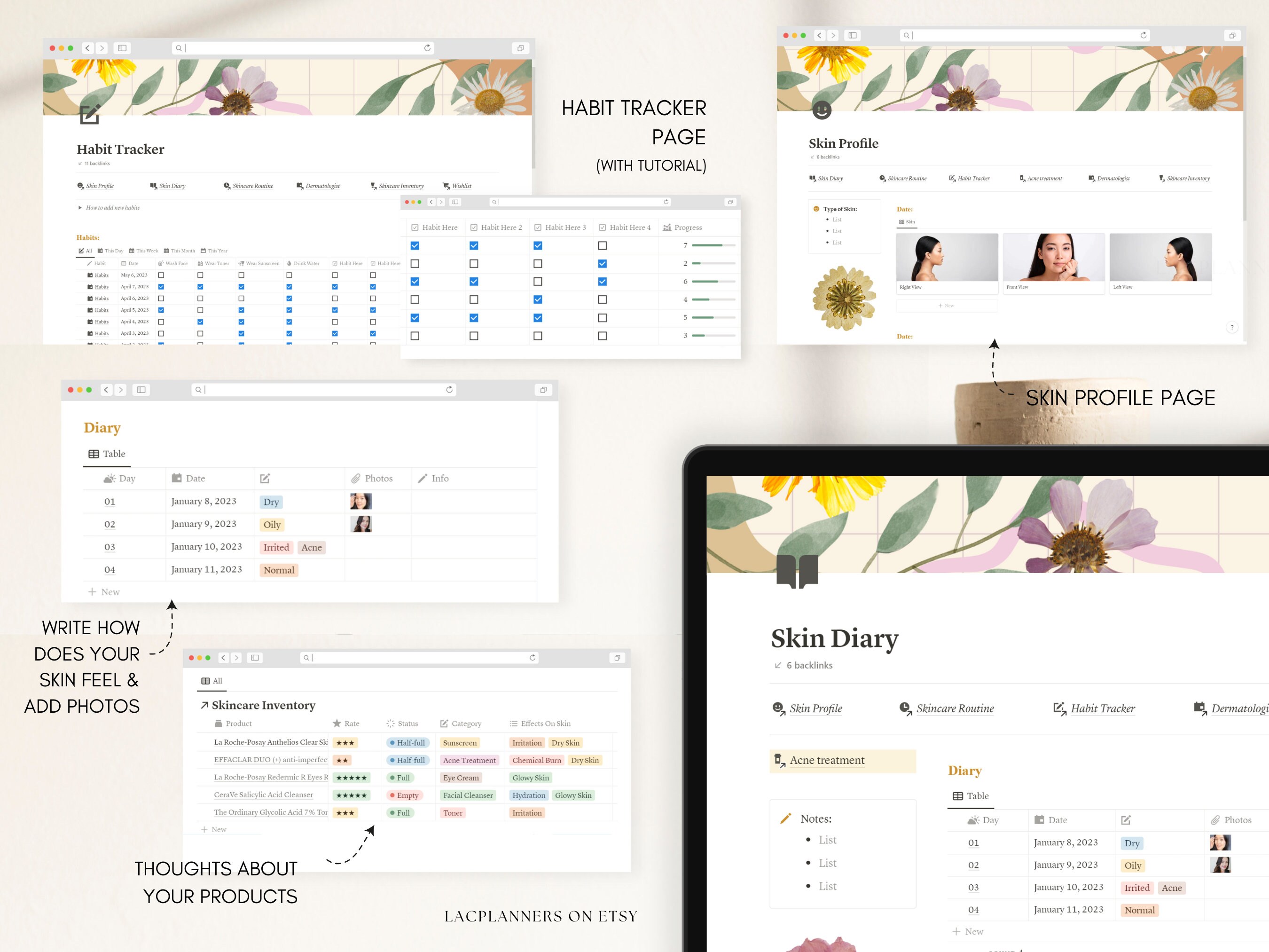 Skincare Template Notion Planner, Beauty Tracker, Wellness Tracker ...