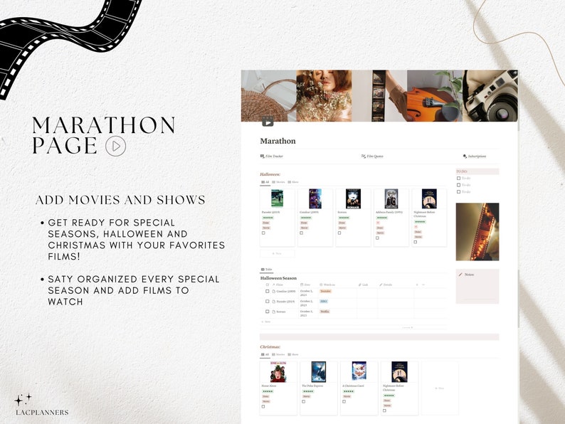 Books & Media Tracker Notion Template, Library Manager, Aesthetic Film ...