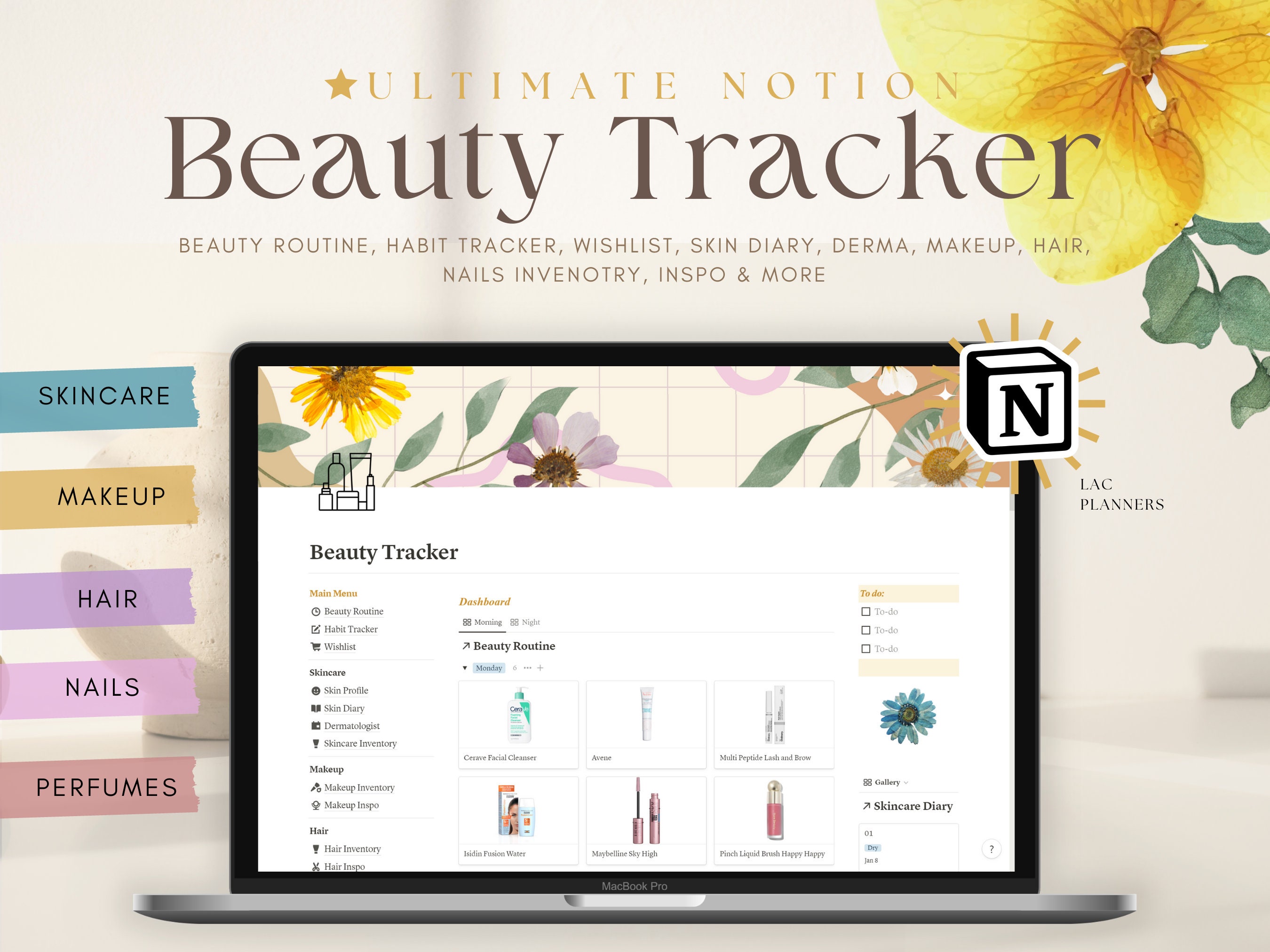 Skincare Template Notion Planner, Beauty Tracker, Wellness Tracker ...