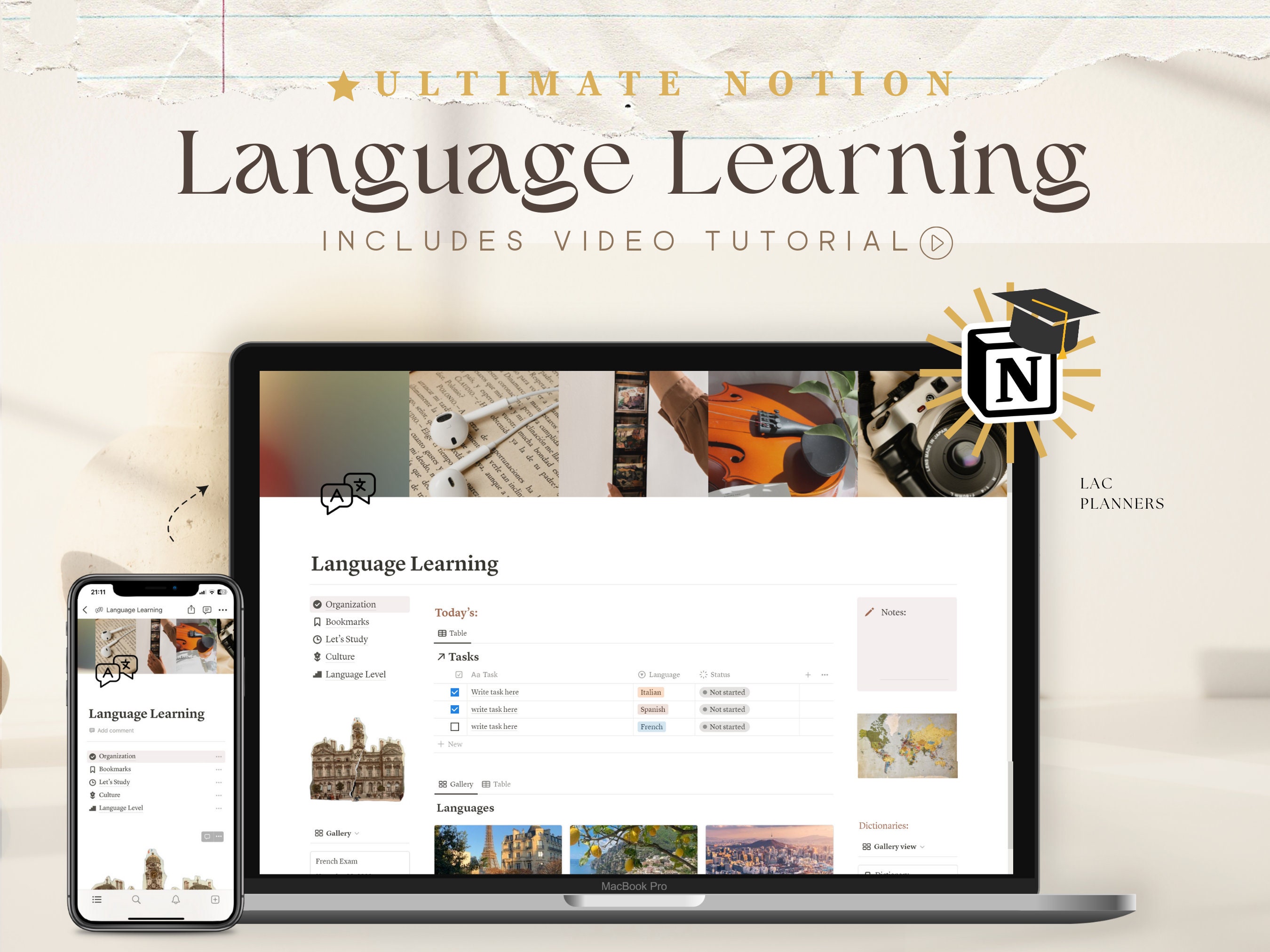Language Learning Notion Template, Foreign Language, Student Planner ...
