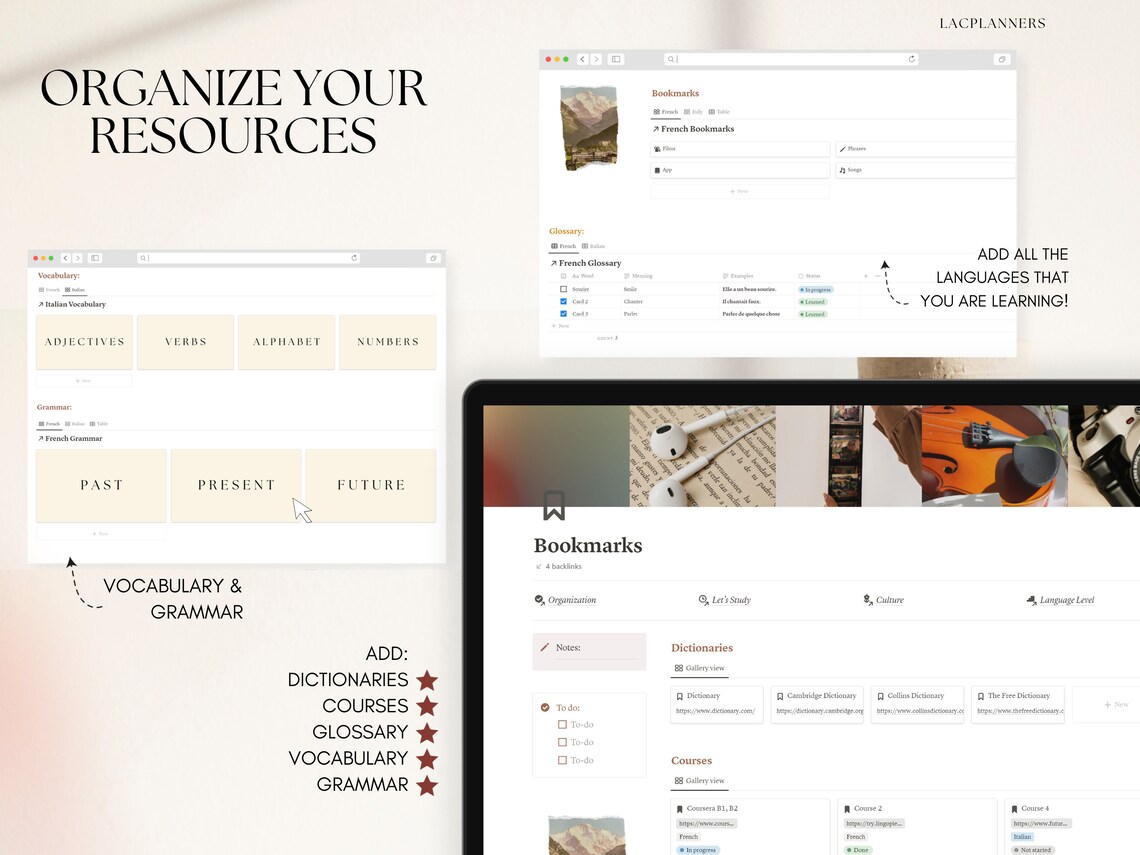 Language Learning Notion Template, Foreign Language, Student Planner ...