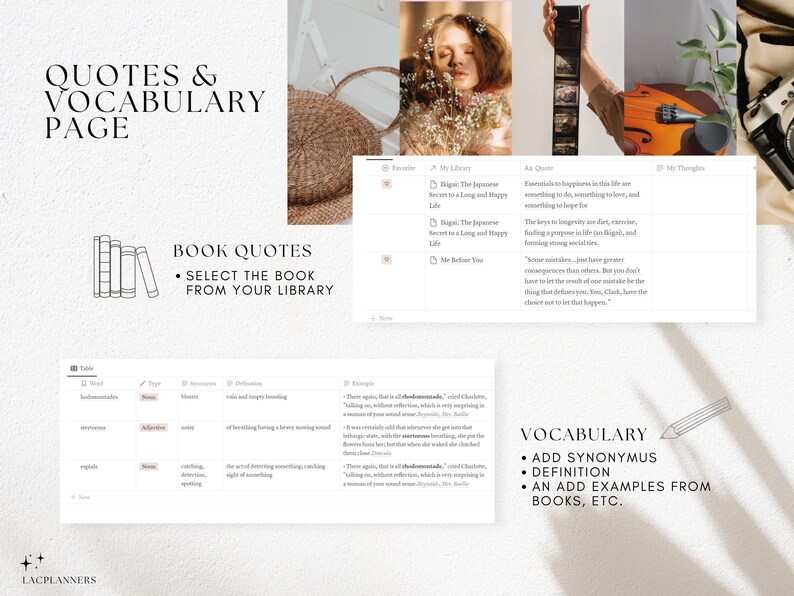 Books & Media Tracker Notion Template, Library Manager, Aesthetic Film ...