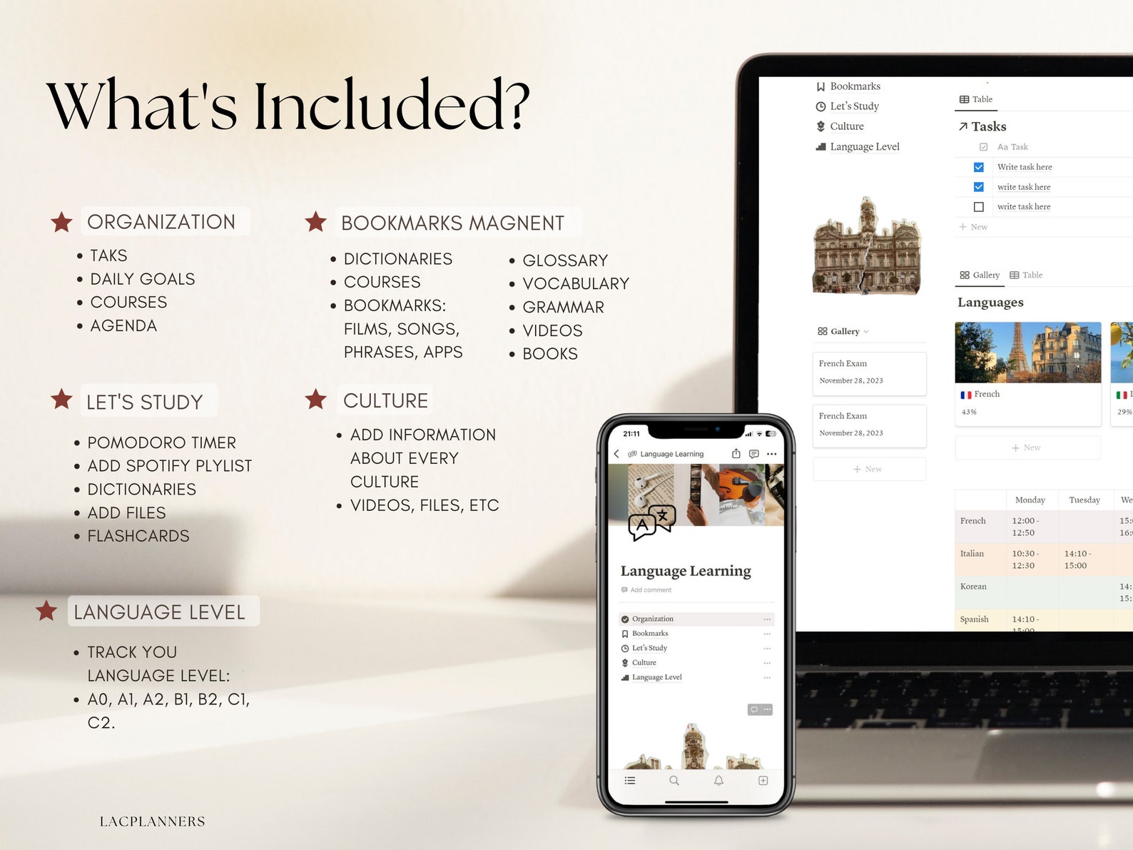 Language Learning Notion Template, Foreign Language, Student Planner ...