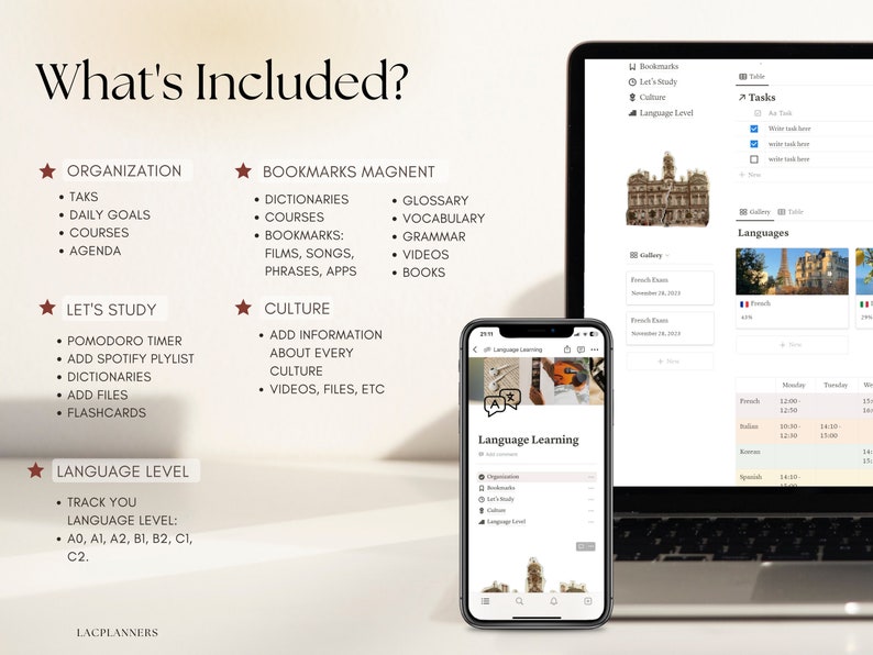 Language Learning Notion Template, Foreign Language, Student Planner ...