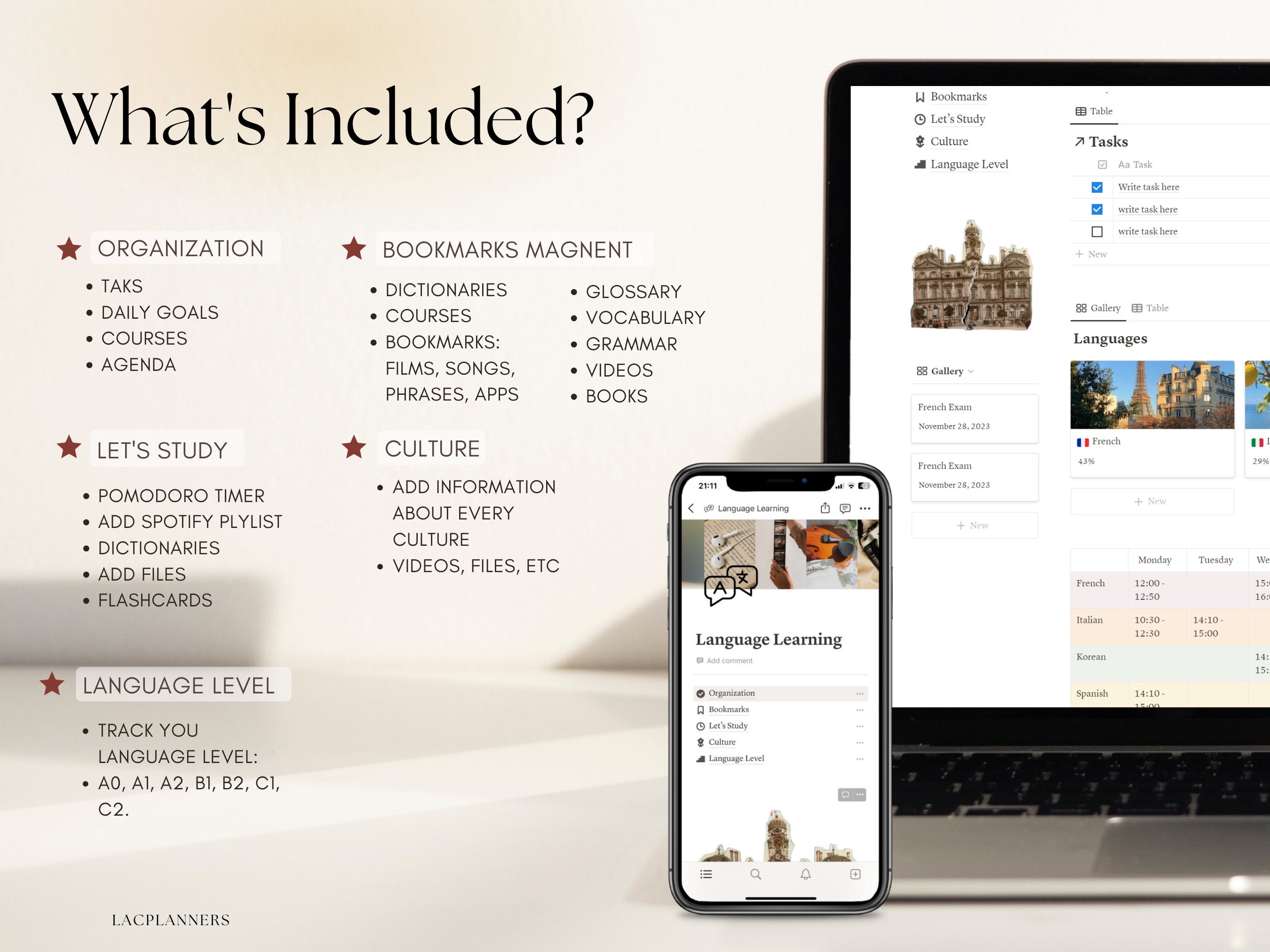 Language Learning Notion Template, Foreign Language, Student Planner ...