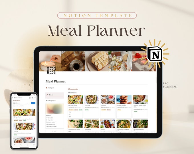 All-in-one Notion Meal Planner | Notion Template, Food Journal, Grocery ...