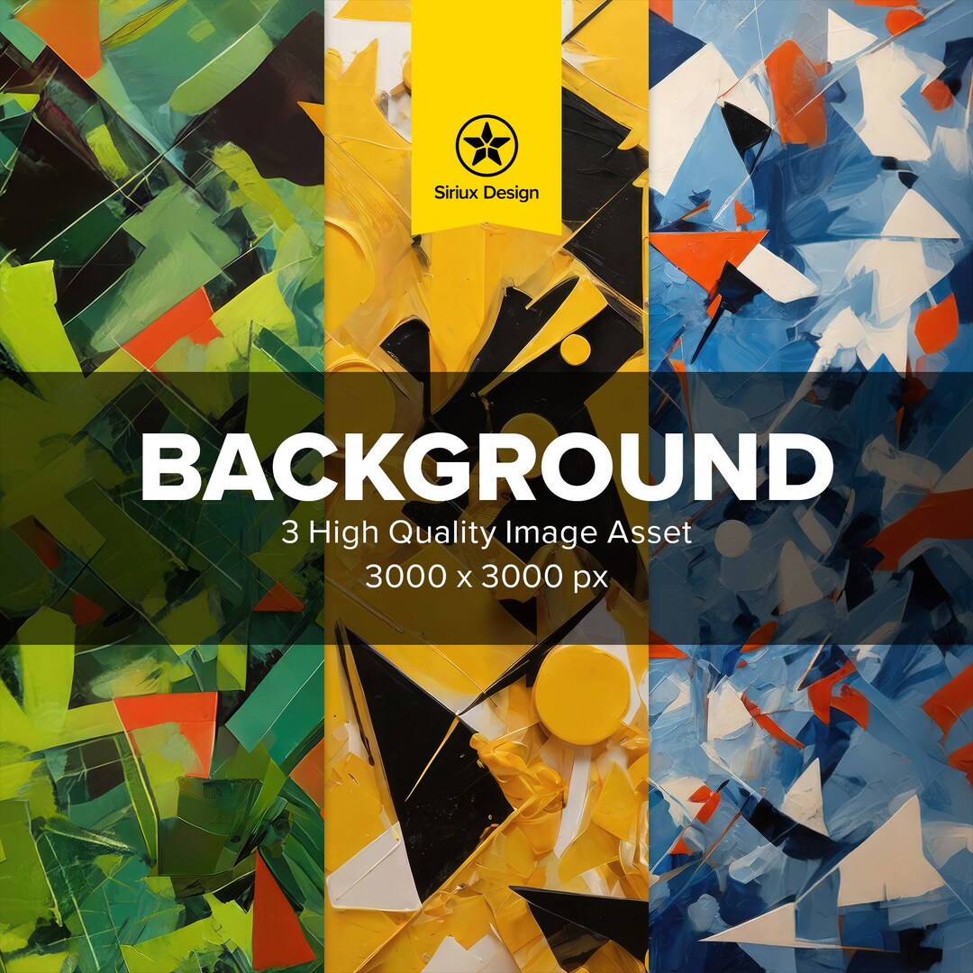 Impasto Abstract Geometric Background Image Asset Set 1, Green Yellow ...