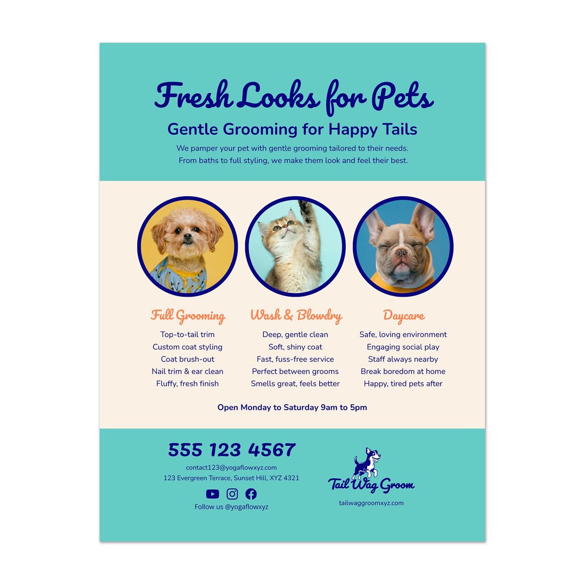 Pet Grooming Flyer Templates Service Promo Design 2 | Dog Cat Bath ...