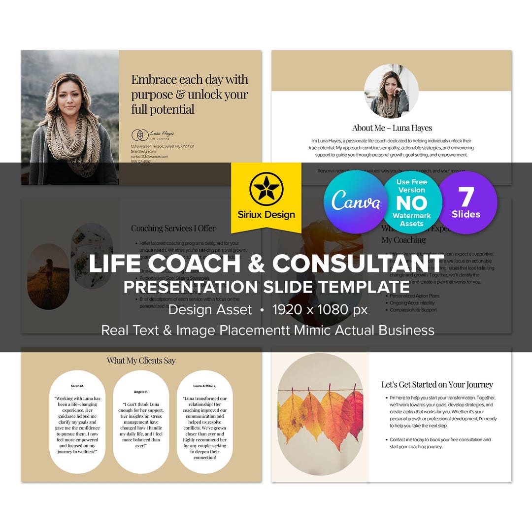 Life Coach Presentation Slide Canva Template | Empowerment Coaching ...