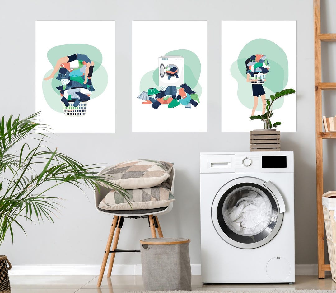 Laundry Room Wall Art, Set of 3, Funny Laundry Room Artwork, Laundry ...