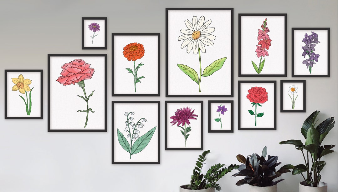Flower Prints, Birth Month Flowers, PRINTABLE Flower Wall Art Decor ...