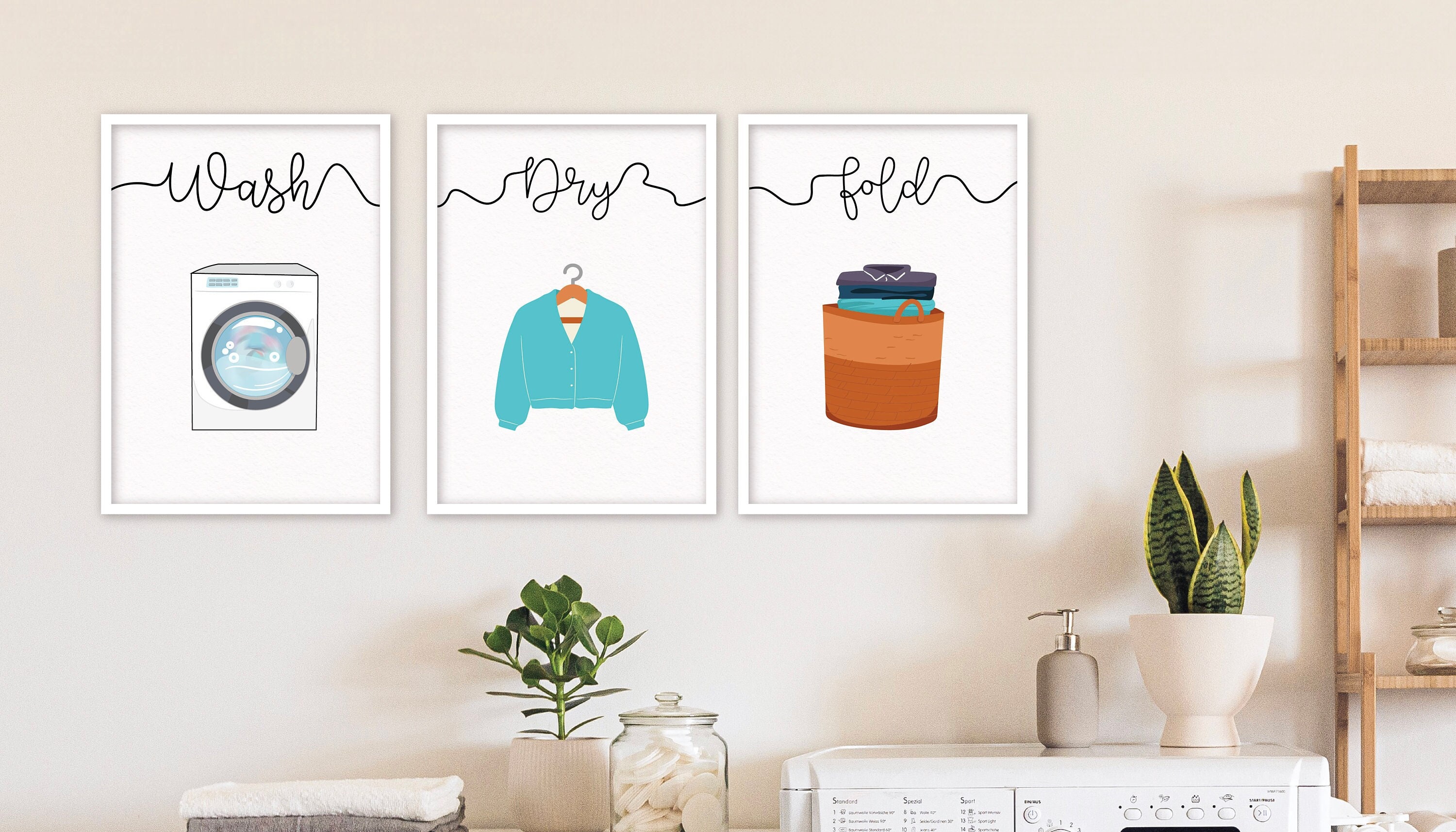 Laundry Wash Dry Fold Wall Art, Set of 3, PRINTABLE Laundry Room ...