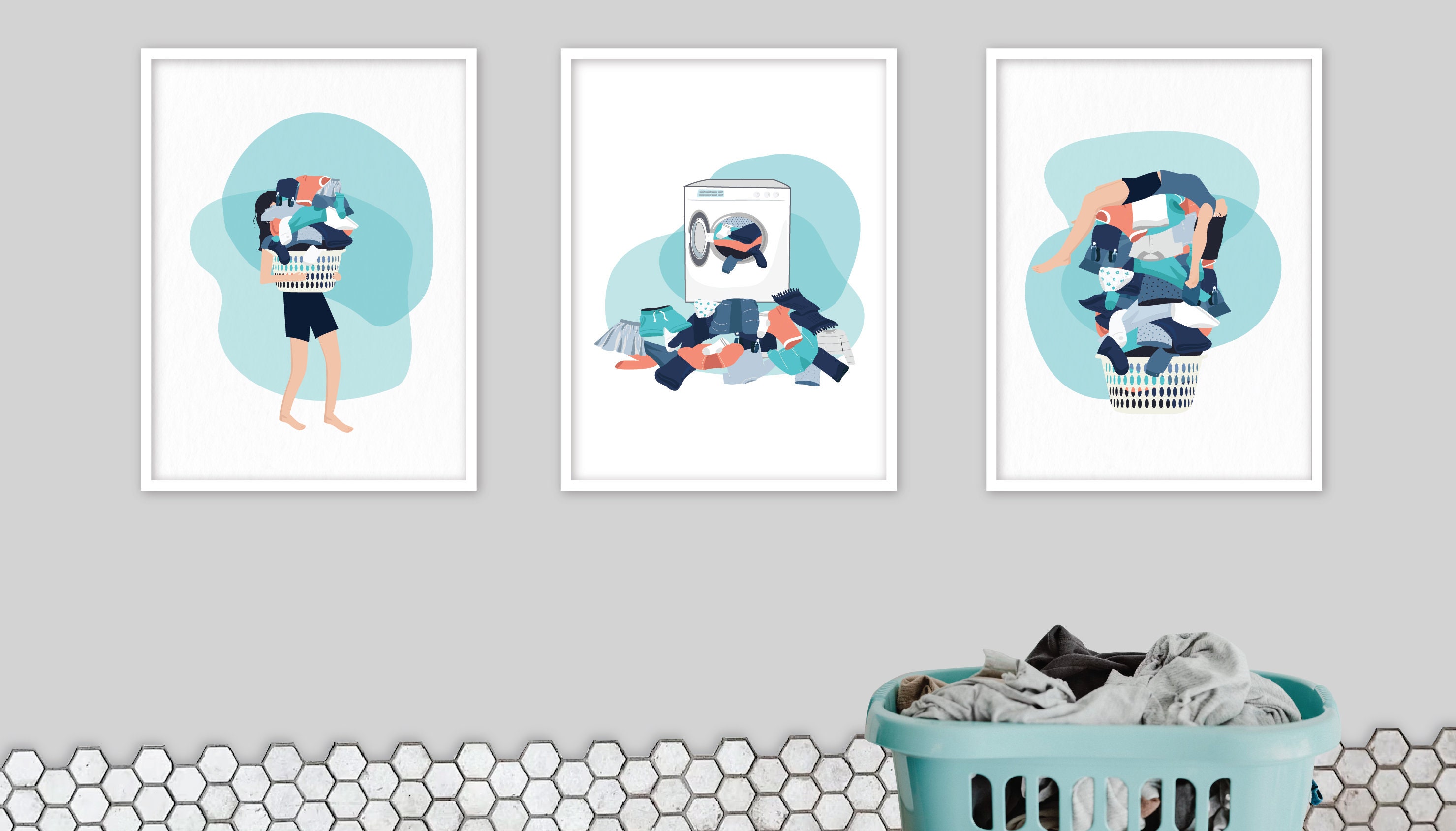Laundry Room Wall Art, Set of 3, PRINTABLE Funny Laundry Room Artwork ...