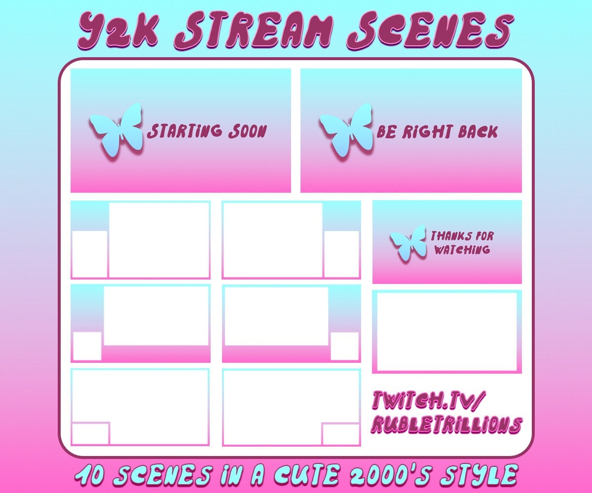 Y2K Stream Scenes | Cute 2000s Aesthetic Obs/streamlabs Scenes | Pink ...