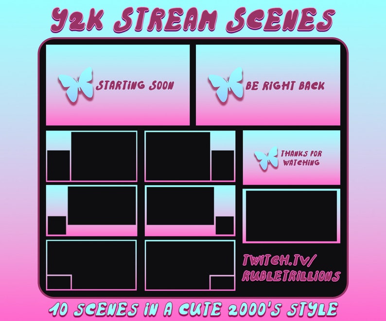 Y2K Stream Scenes | Cute 2000s Aesthetic Obs/streamlabs Scenes | Pink ...