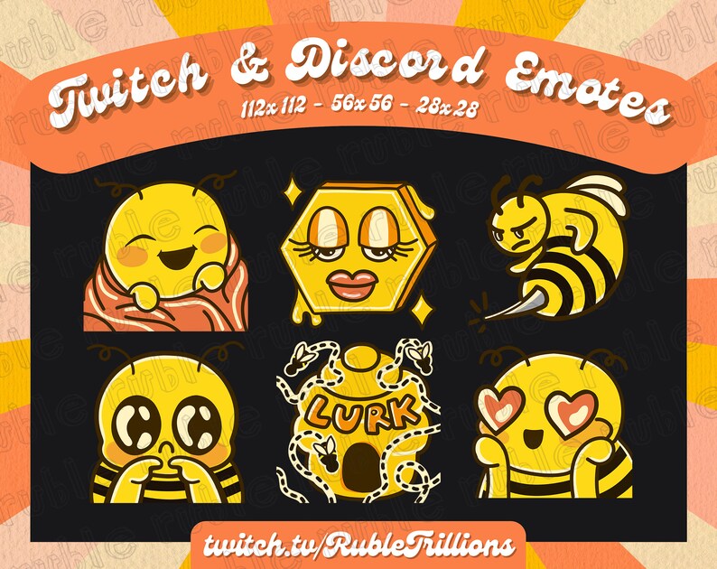 Cute Bee Twitch and Discord Emote Pack | Beemotes Series 1 | Pack of 6 ...