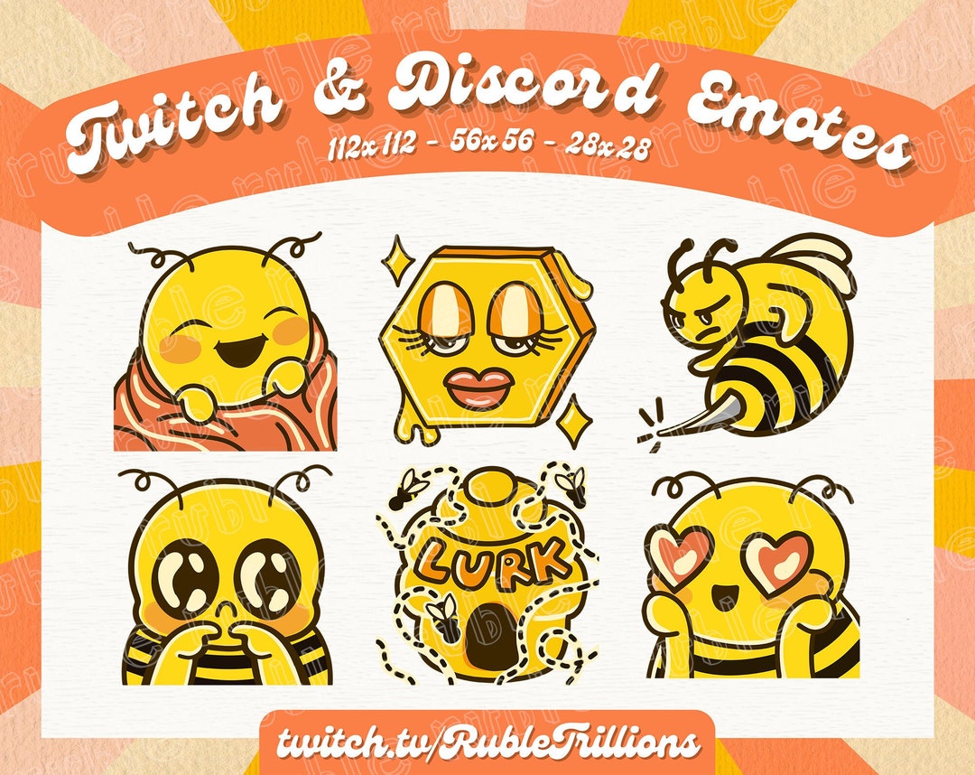 Cute Bee Twitch and Discord Emote Pack | Beemotes Series 1 | Pack of 6 ...