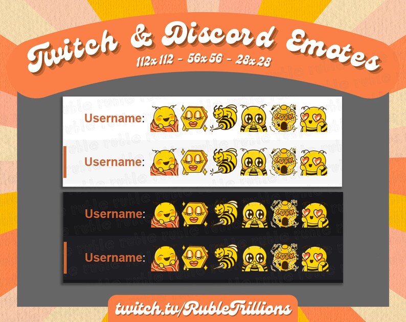 Cute Bee Twitch and Discord Emote Pack | Beemotes Series 1 | Pack of 6 ...