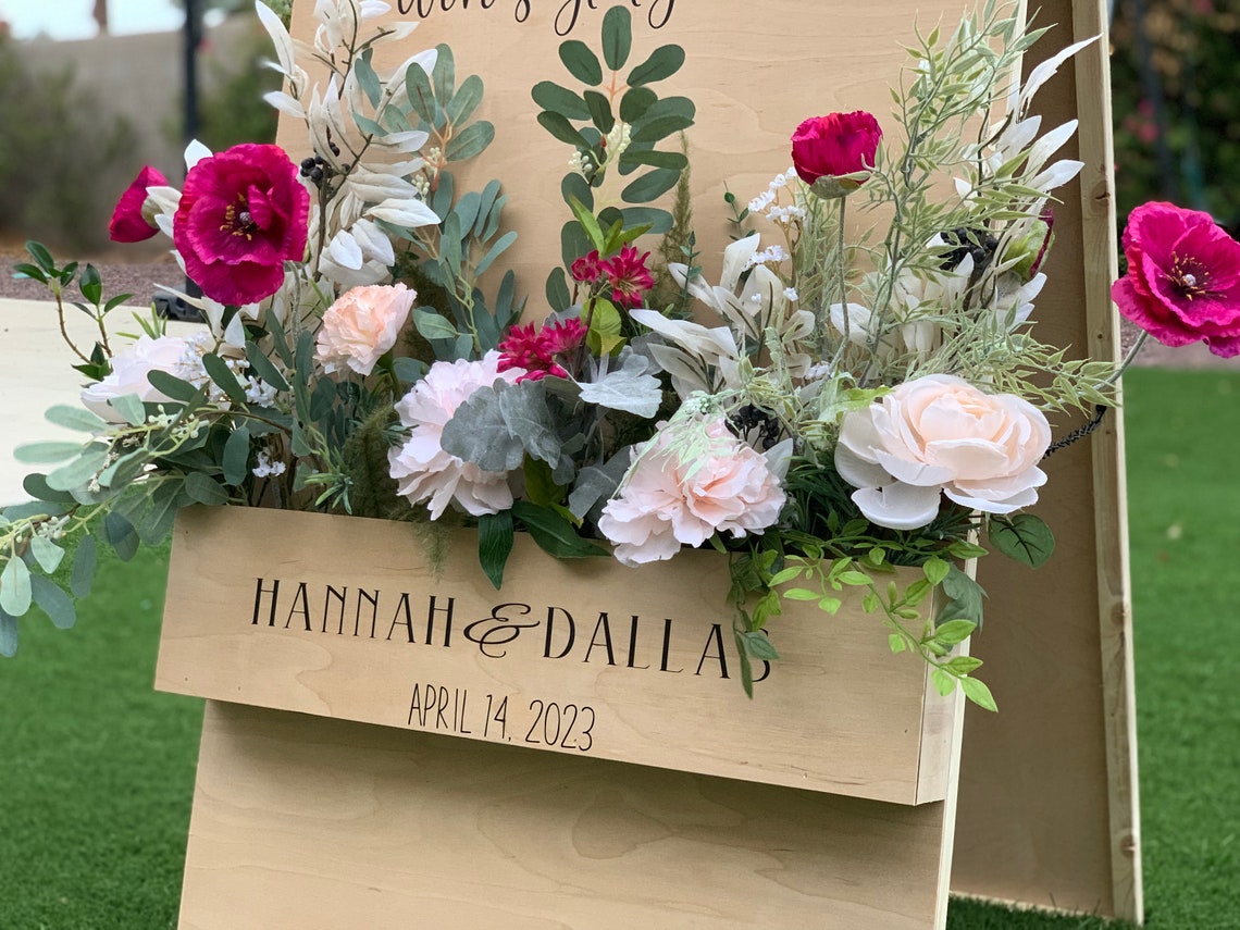 Wedding Welcome Sign With Flower Box Florals Flowers Bridal Shower ...