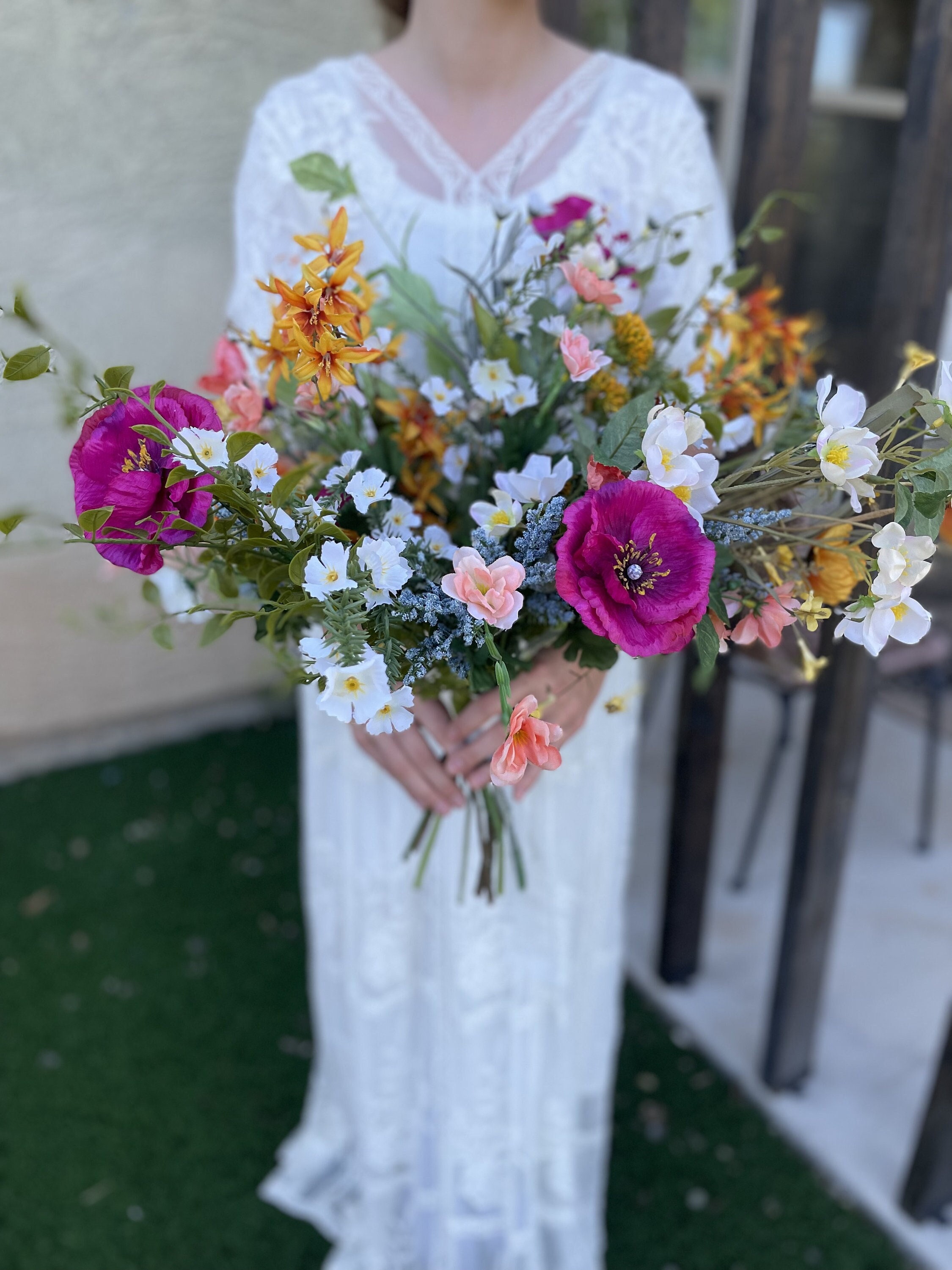 Bridal Bouquet Bright Multi Color Wildflowers - Etsy