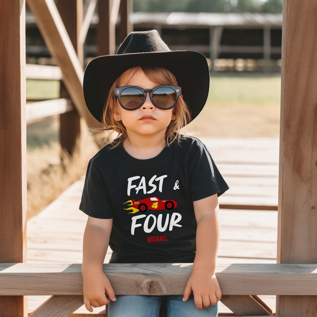 Custom Fast and Four Birthday Shirt, Race Car Birthday Shirt, Cars 4th Birthday Outfit, Racing ...
