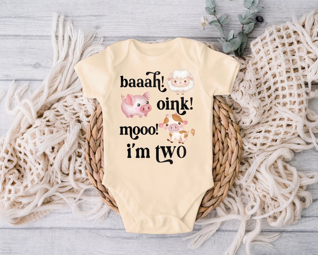 I'm Two Baa Oink Moo Shirt Boy Two Year Old Farm Theme - Etsy