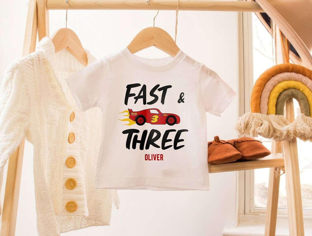 Custom Fast and Three Birthday Shirt, Race Car Birthday Shirt, Cars 3rd Birthday Outfit, Racing ...