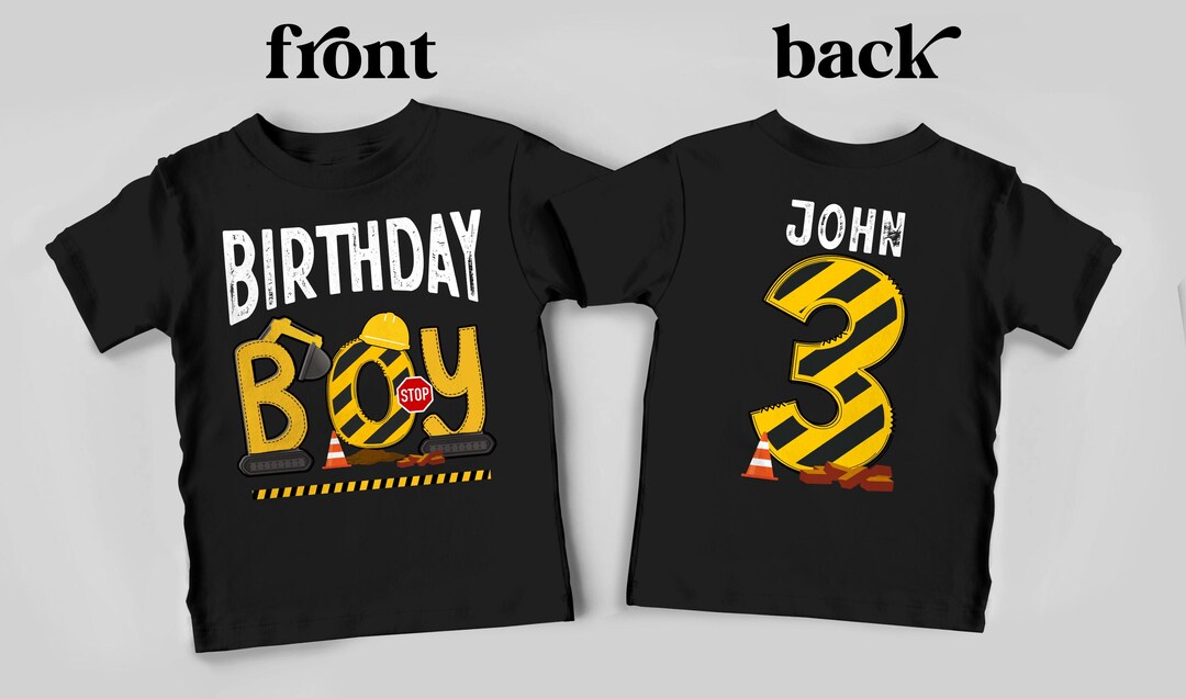 Custom 3rd Birthday Construction Shirt, Construction Birthday Outfit, Toddler Boy Shirt Age 3 ...
