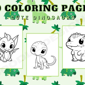 Cute Dinosaur Coloring Pages | 10 Pages | for Toddlers and Kids ...